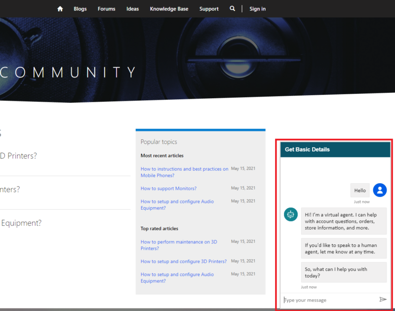 Power Virtual Agent (Chatbot) Integration with Power Apps Portal
