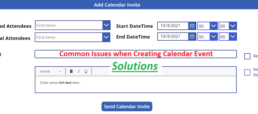Create Outlook Calendar Event Through PowerApps